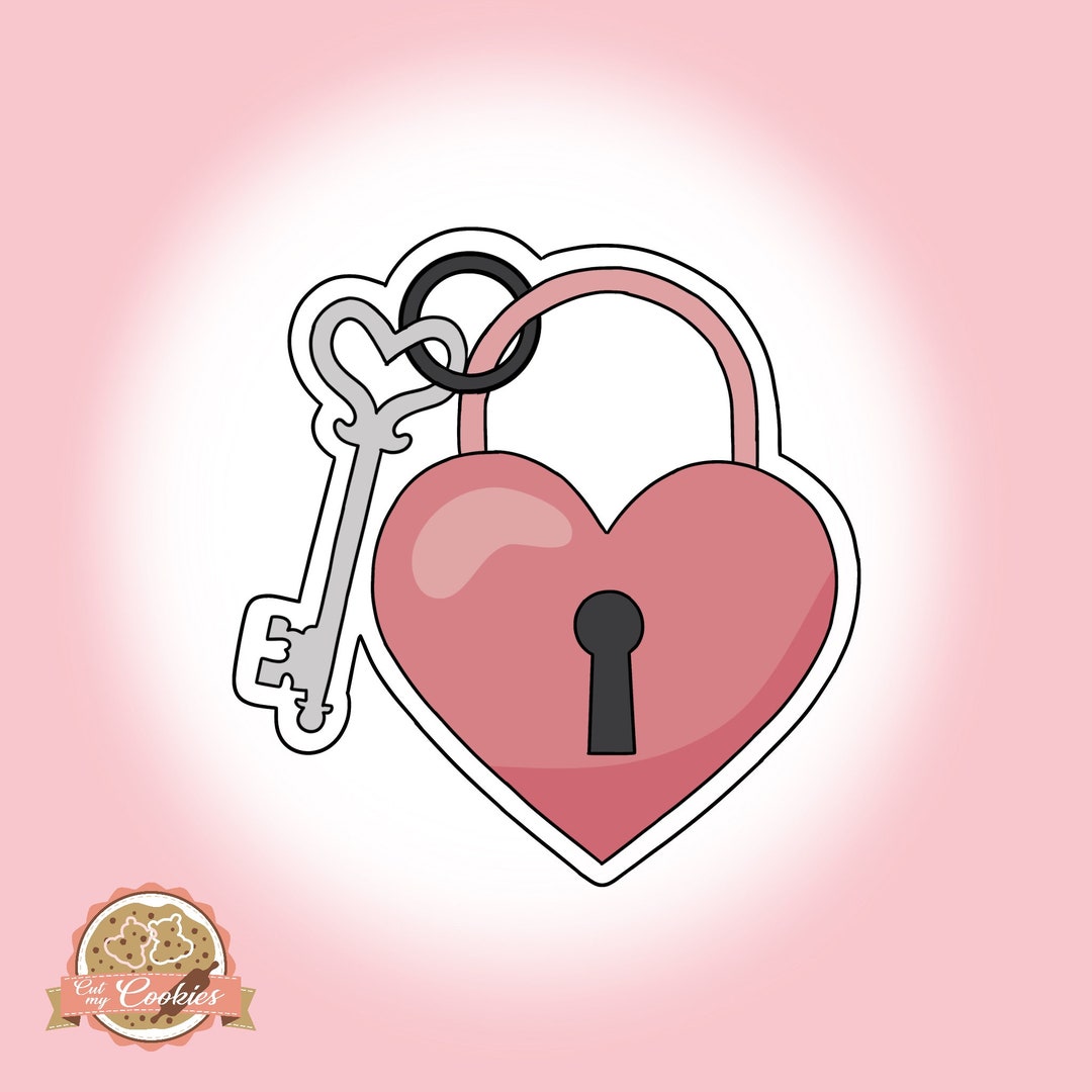 2075 Valentine Lock With Key Cookie Cutter Fondant Cutter Clay Cutter ...