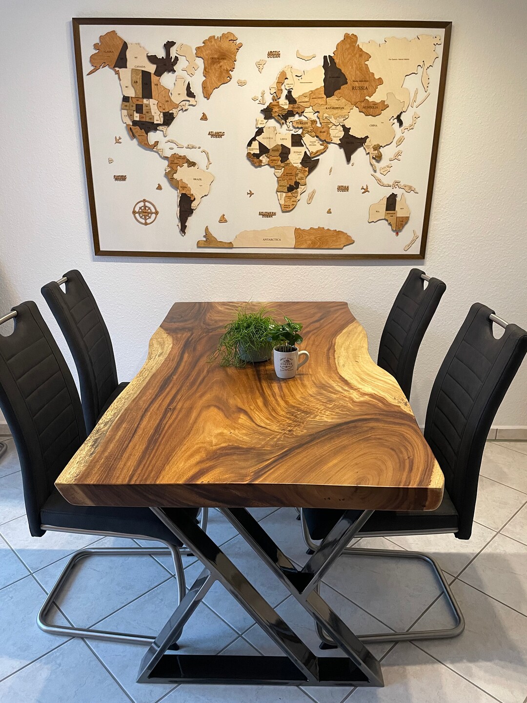 Dining Table Wood Suar Tree Trunk Table Top Asia Oak Including - Etsy