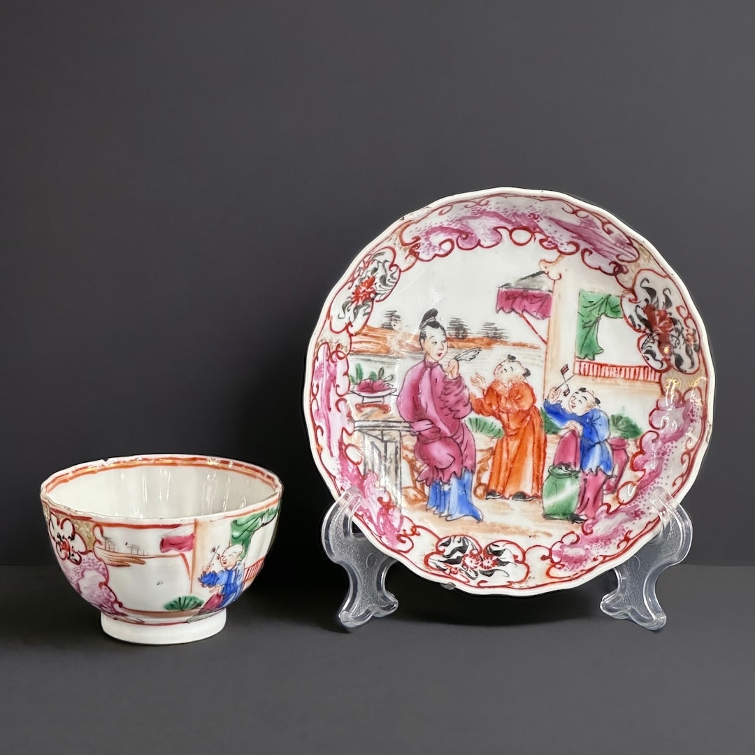 18th Ct. Rare Antique Chinese Famille Rose Canton Porcelain Tea Bowl ...