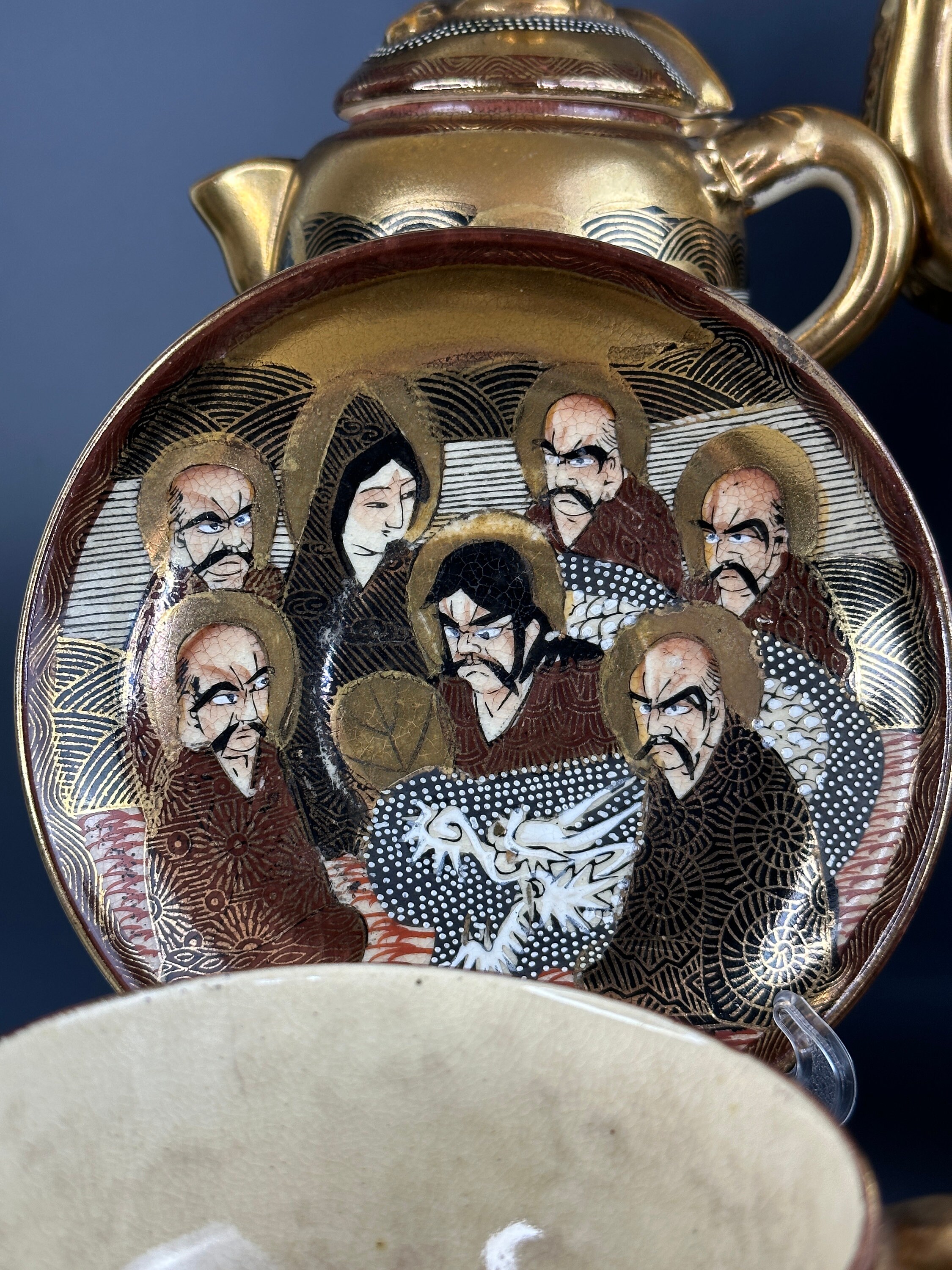 Antique Japanese Meiji Period Hand Painted Shimazu Satsuma Moriage ...