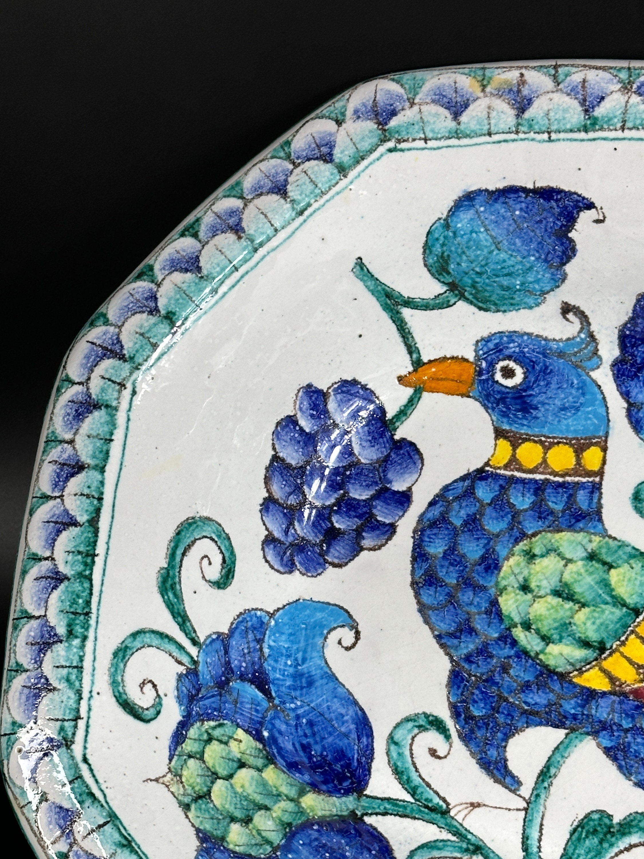 Vintage Italy Large Ceramic Romano Innocenti Flower Charger Plate ...