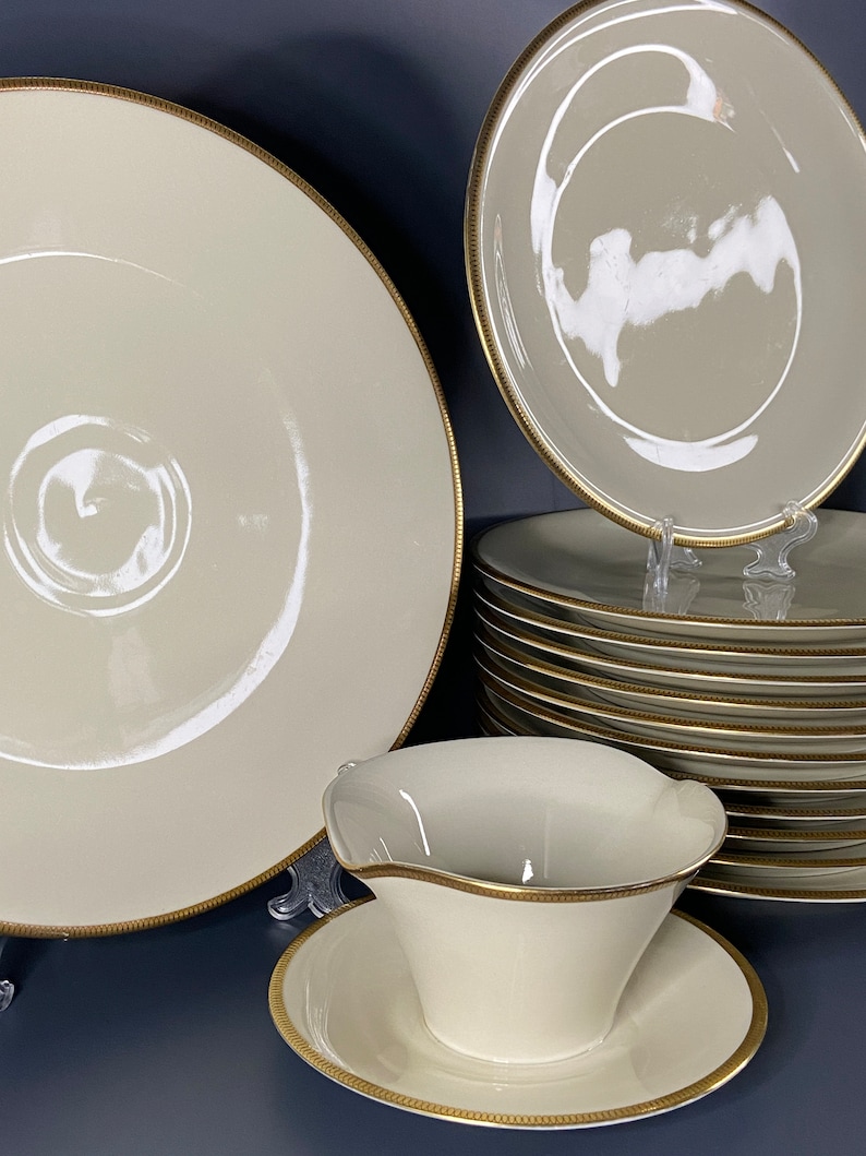 Vintage Scherzer Bavaria, Germany, White & Gold Trim Dinnerware Set- 25 ...