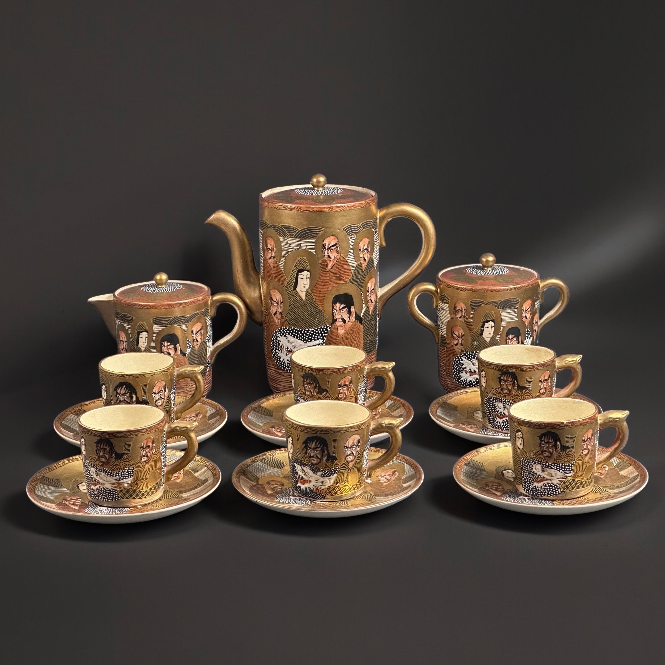 19th C. Japanese Meiji Period Hand Painted Shimazu Satsuma Moriage ...