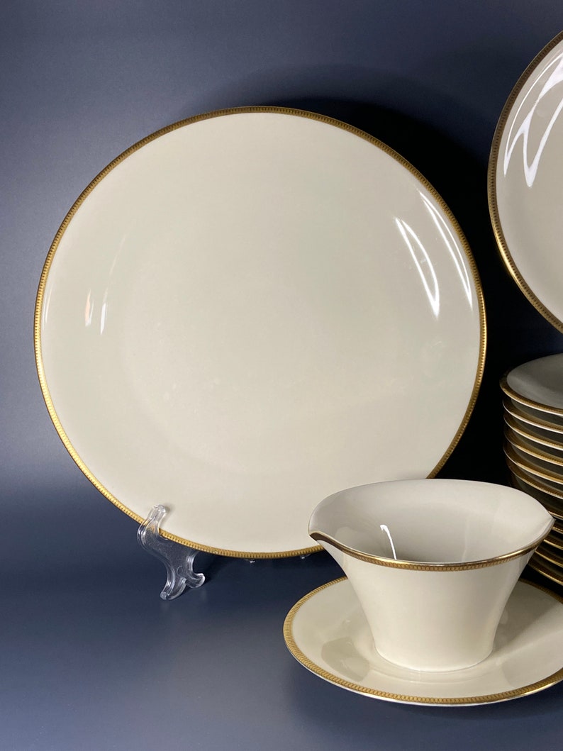 Vintage Scherzer Bavaria, Germany, White & Gold Trim Dinnerware Set- 25 ...