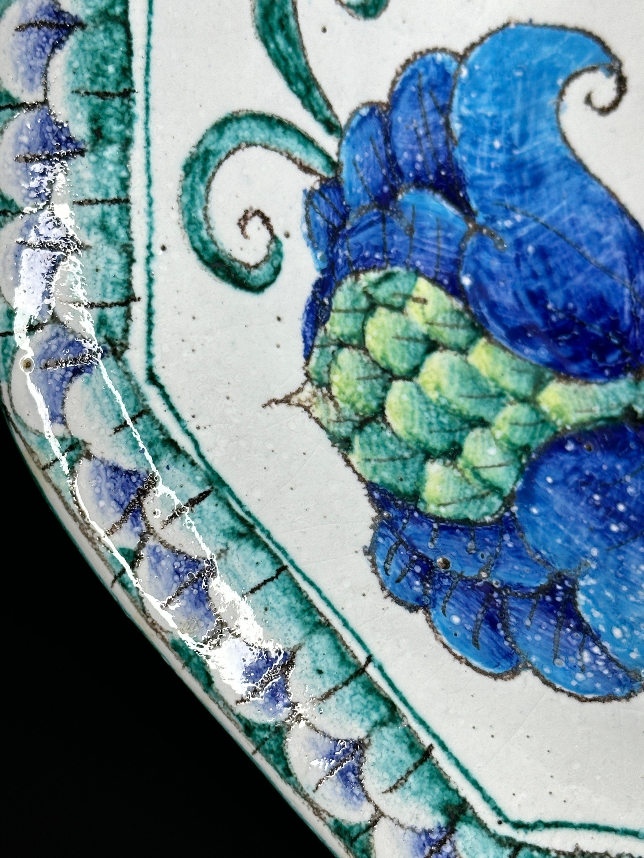 Vintage Italy Large Ceramic Romano Innocenti Flower Charger Plate ...