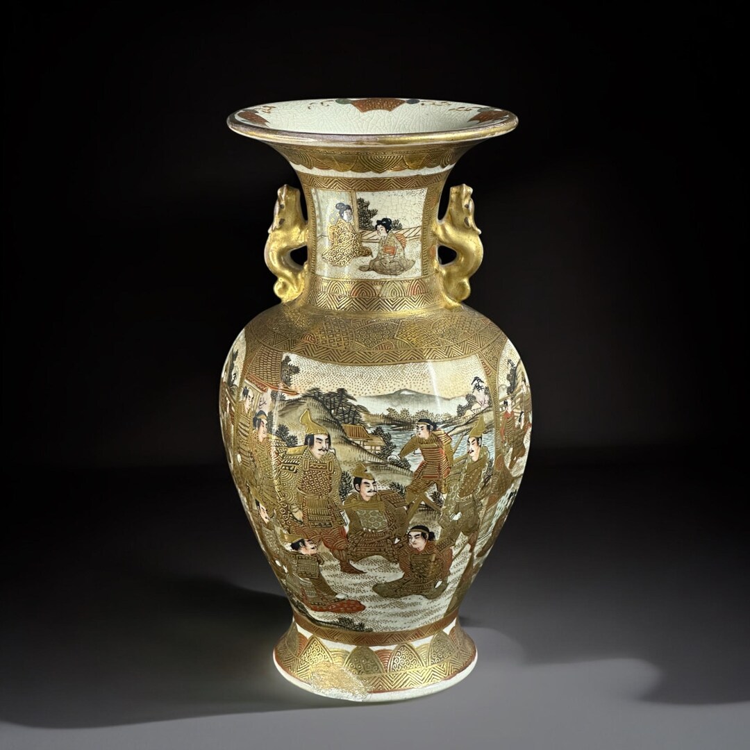 Japanese Meiji Satsuma Vase With Samurai Scenes – Attributed to ...