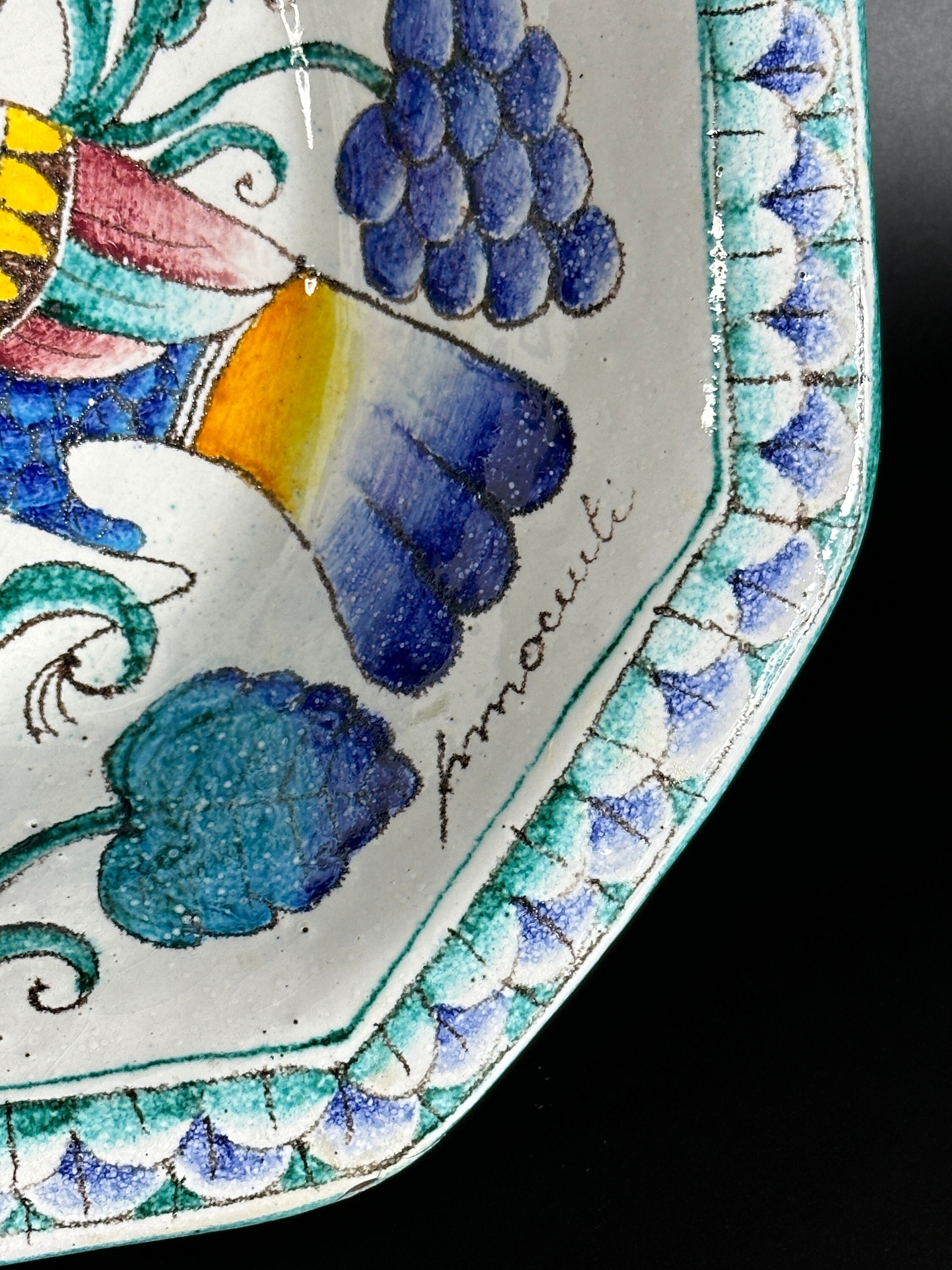Vintage Italy Large Ceramic Romano Innocenti Flower Charger Plate ...
