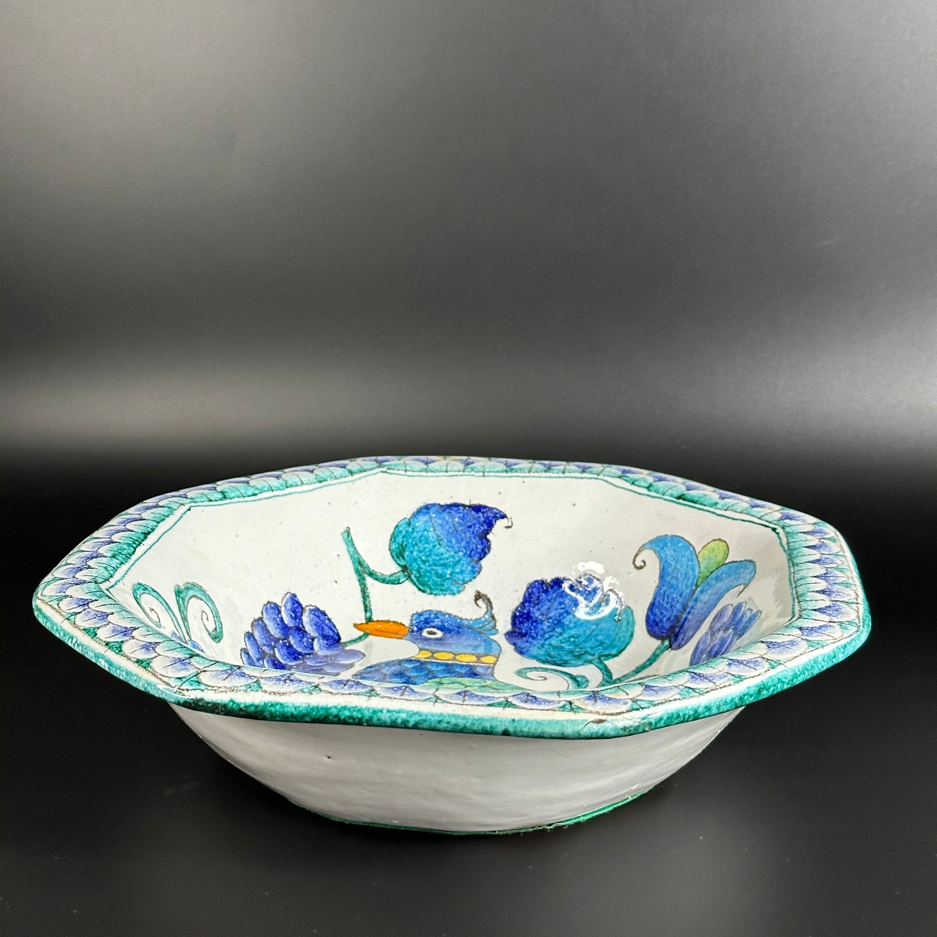 Vintage Italy Large Ceramic Romano Innocenti Flower Charger Plate ...