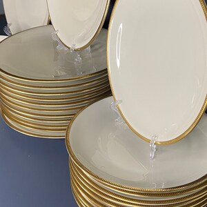 Vintage Scherzer Bavaria, Germany, White & Gold Trim Dinnerware Set- 25 ...