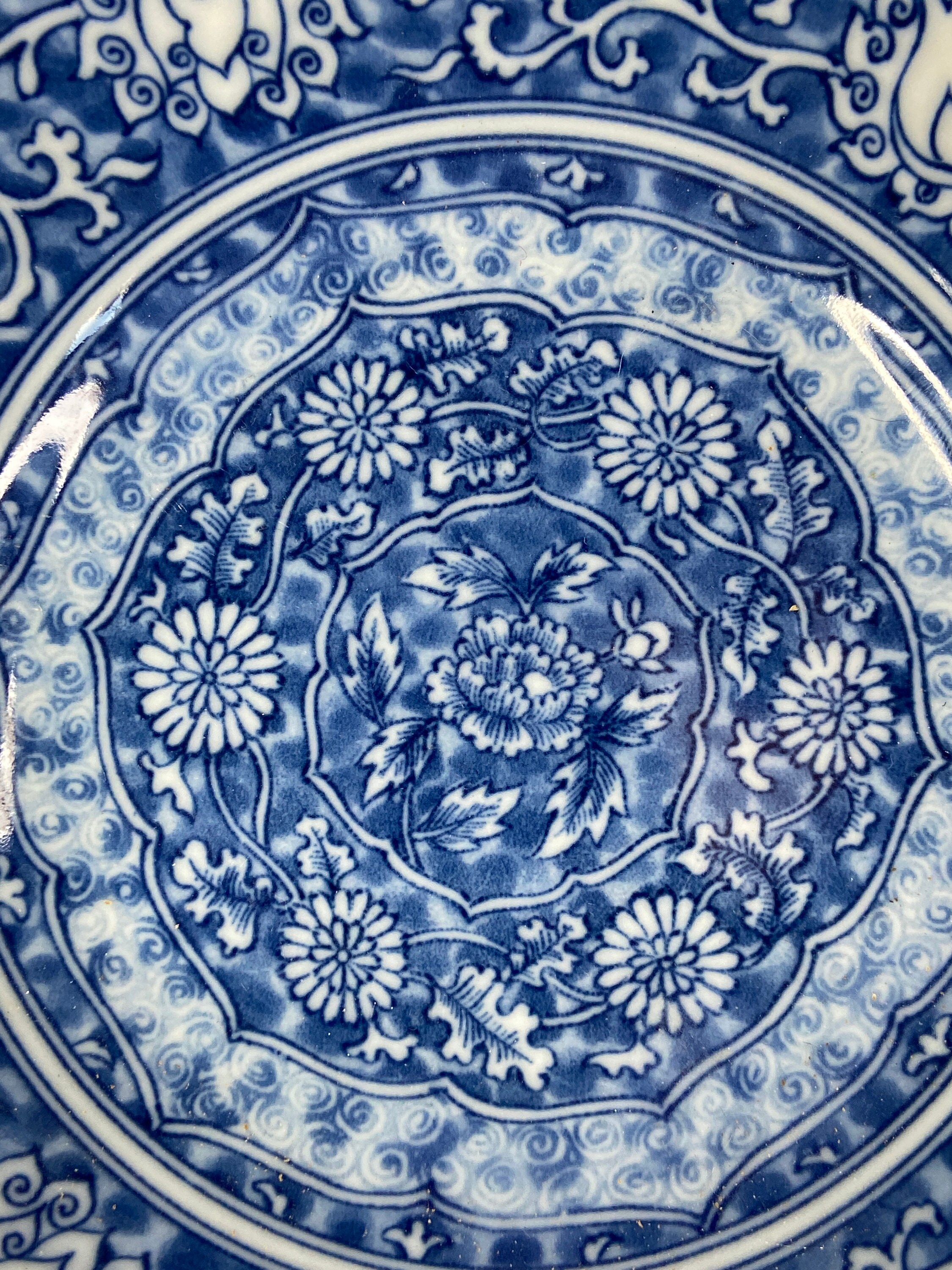 Vintage Japanese Signed Blue and White Porcelain Serving Bowl. Set of 3 ...