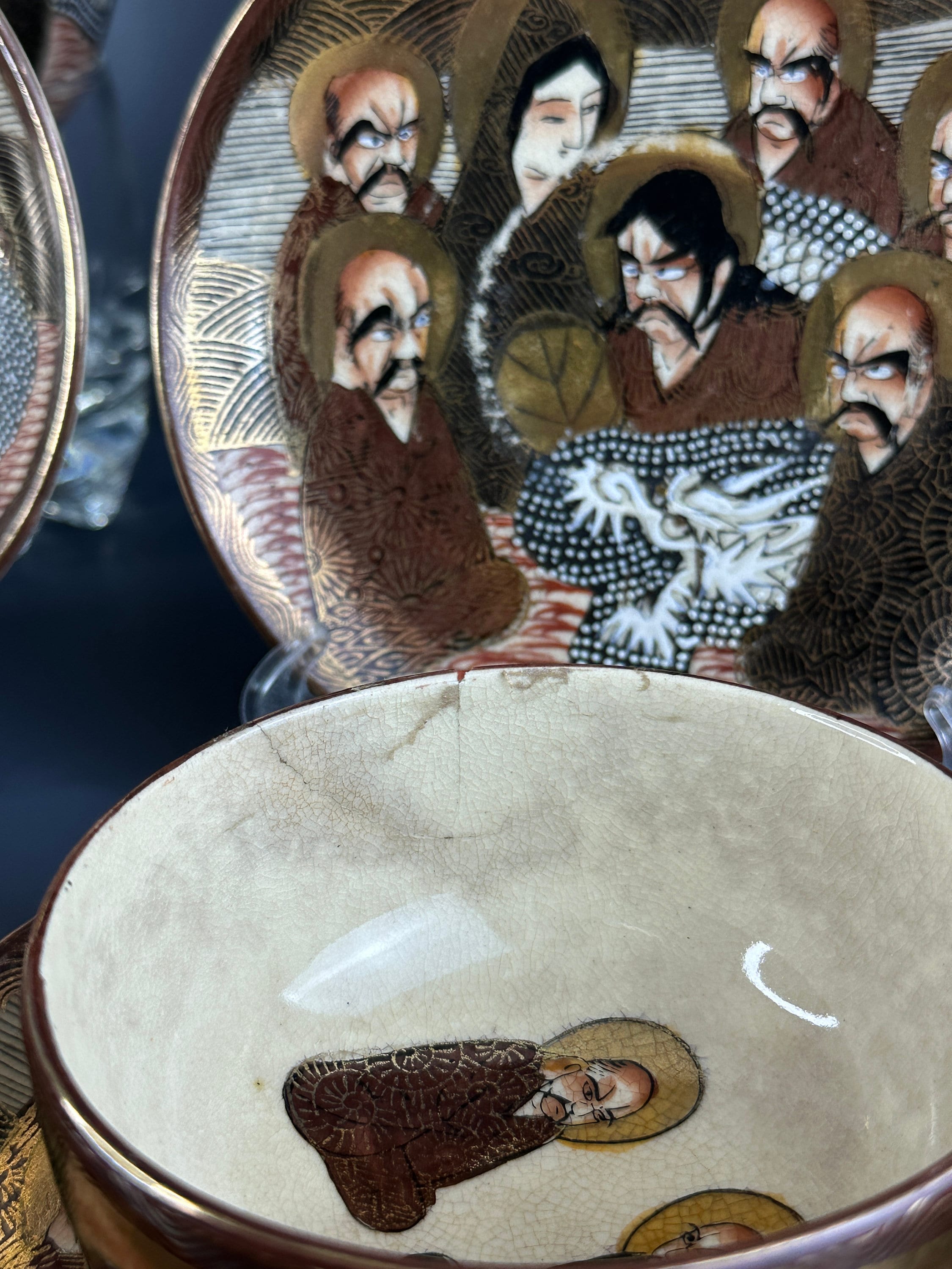 Antique Japanese Meiji Period Hand Painted Shimazu Satsuma Moriage ...