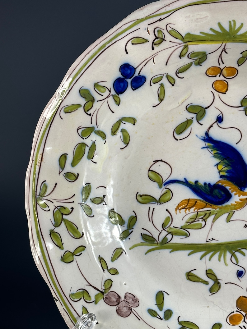 19th, Antique French Moustiers Plates With Birds - Etsy