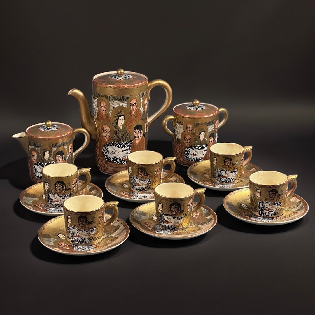 19th C. Japanese Meiji Period Hand Painted Shimazu Satsuma Moriage ...