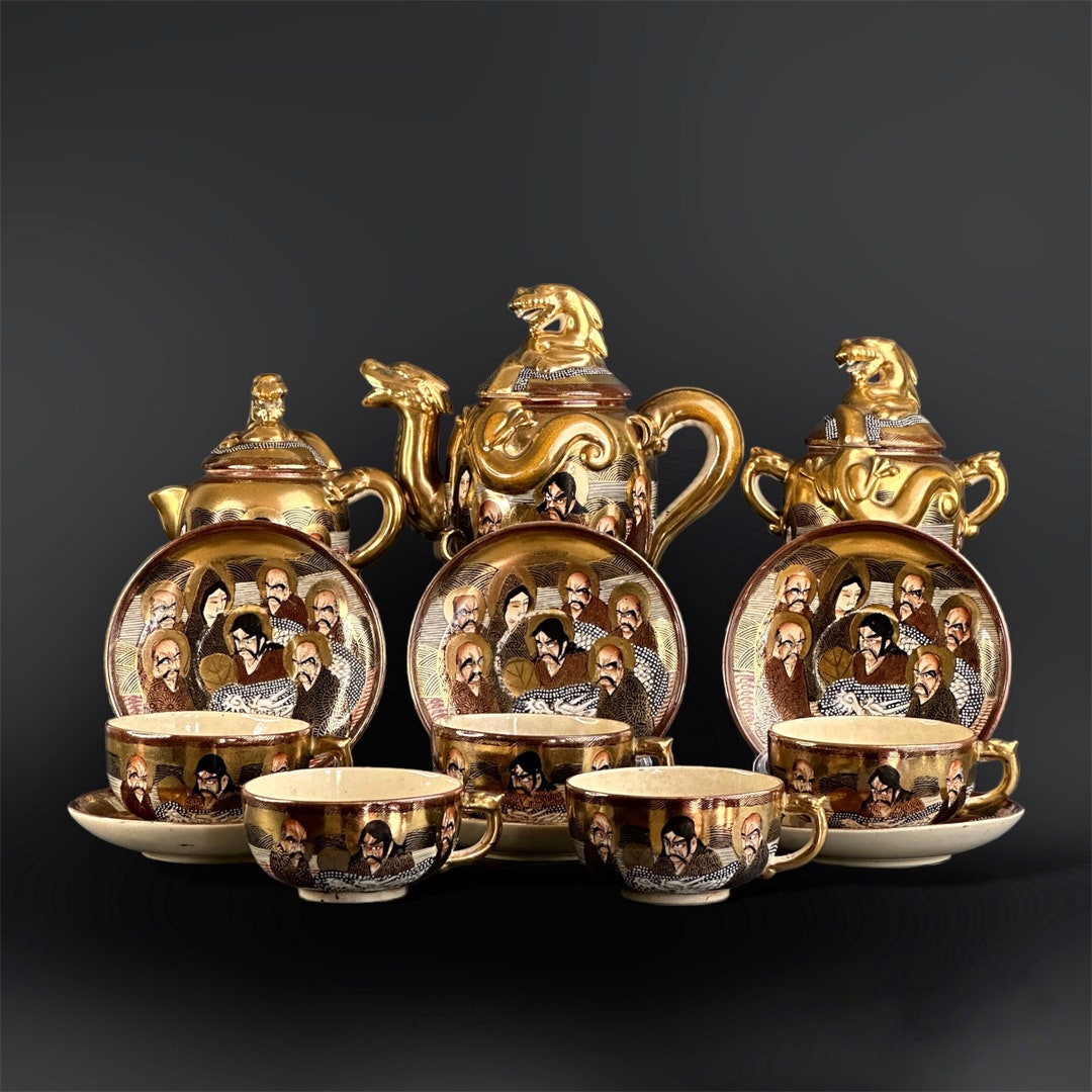 Antique Japanese Meiji Period Hand Painted Shimazu Satsuma Moriage ...