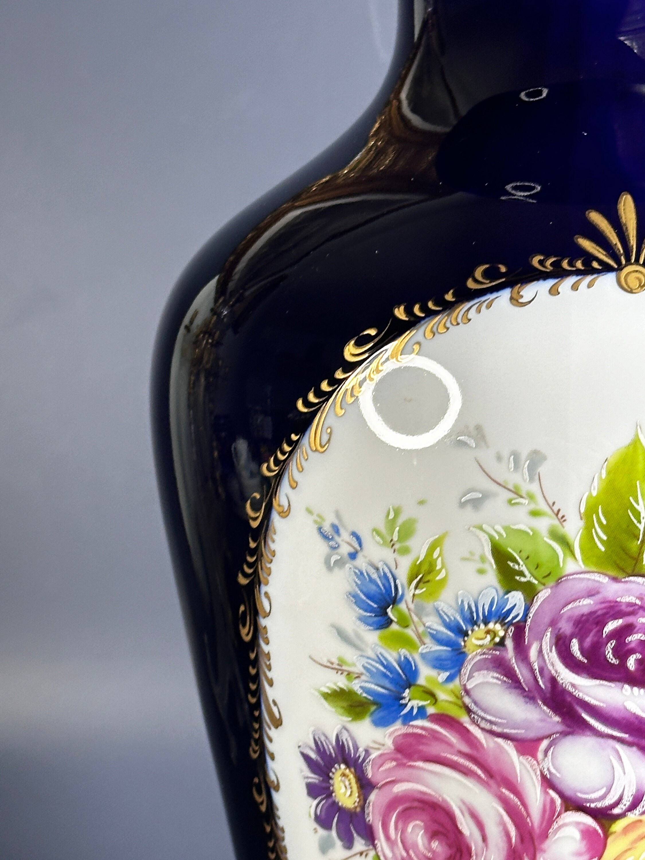 Limoges French Cobalt Blue and Flower Porcelain Vase - Etsy