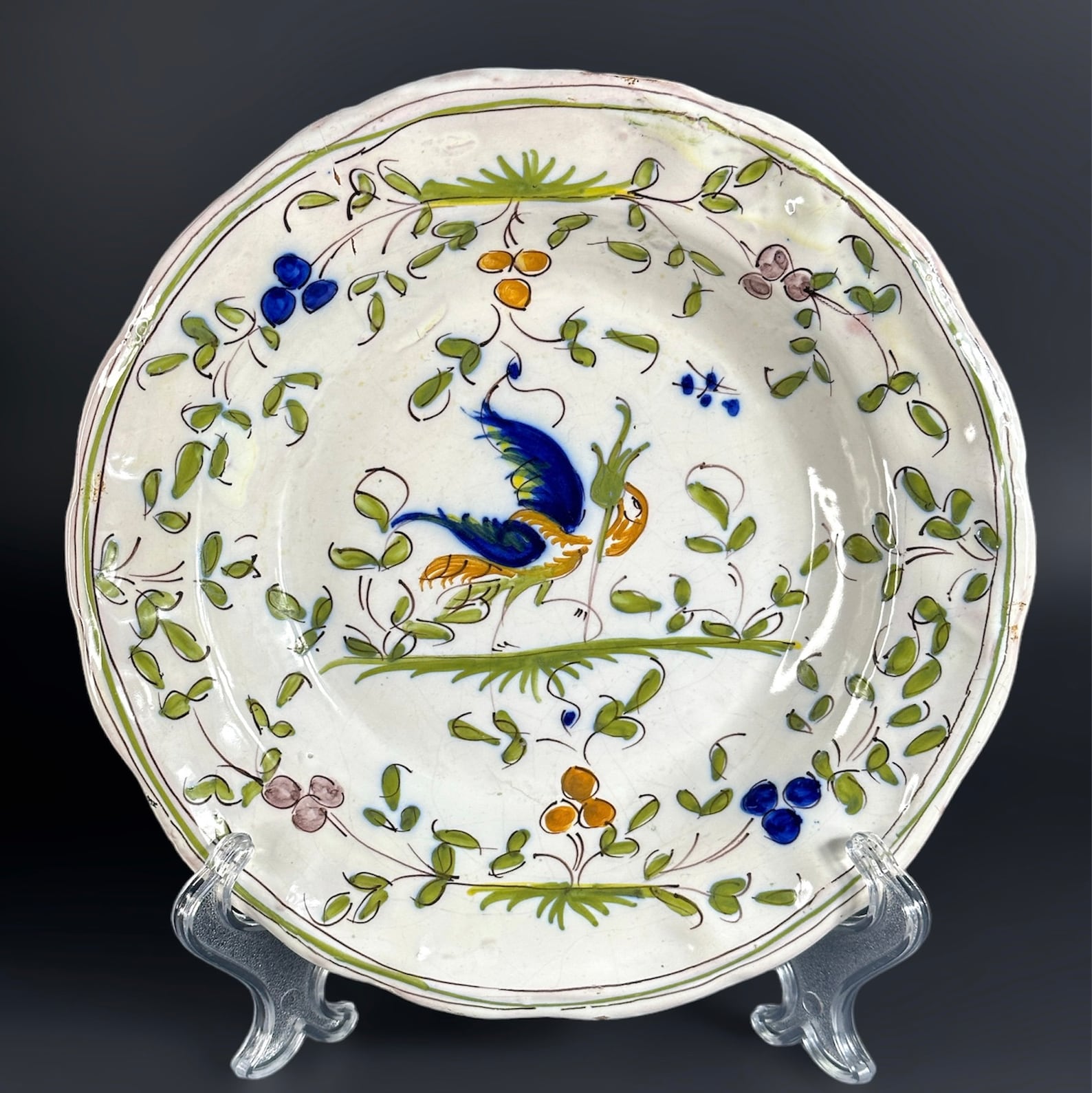 19th, Antique French Moustiers Plates With Birds - Etsy