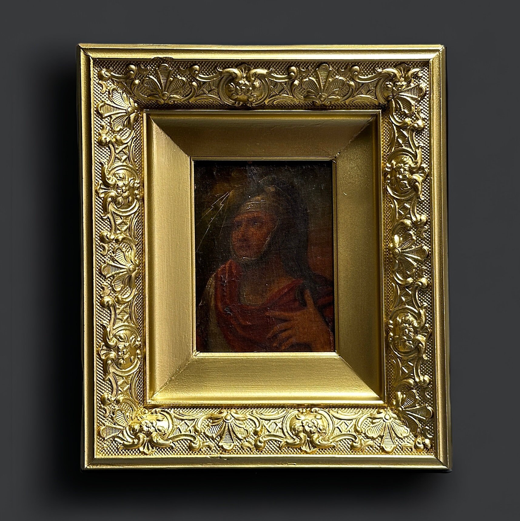 17-18th Century, Longinus. Painting, Oil on Canvas (wood) 12x16cm ...