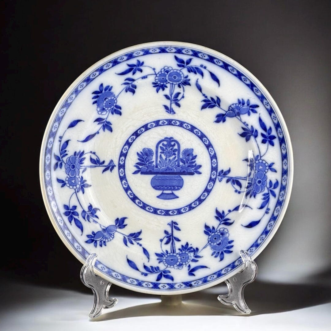 C.1873–1891 Minton “delft” Blue Chinoiserie Plate, England, 10.4in - Etsy