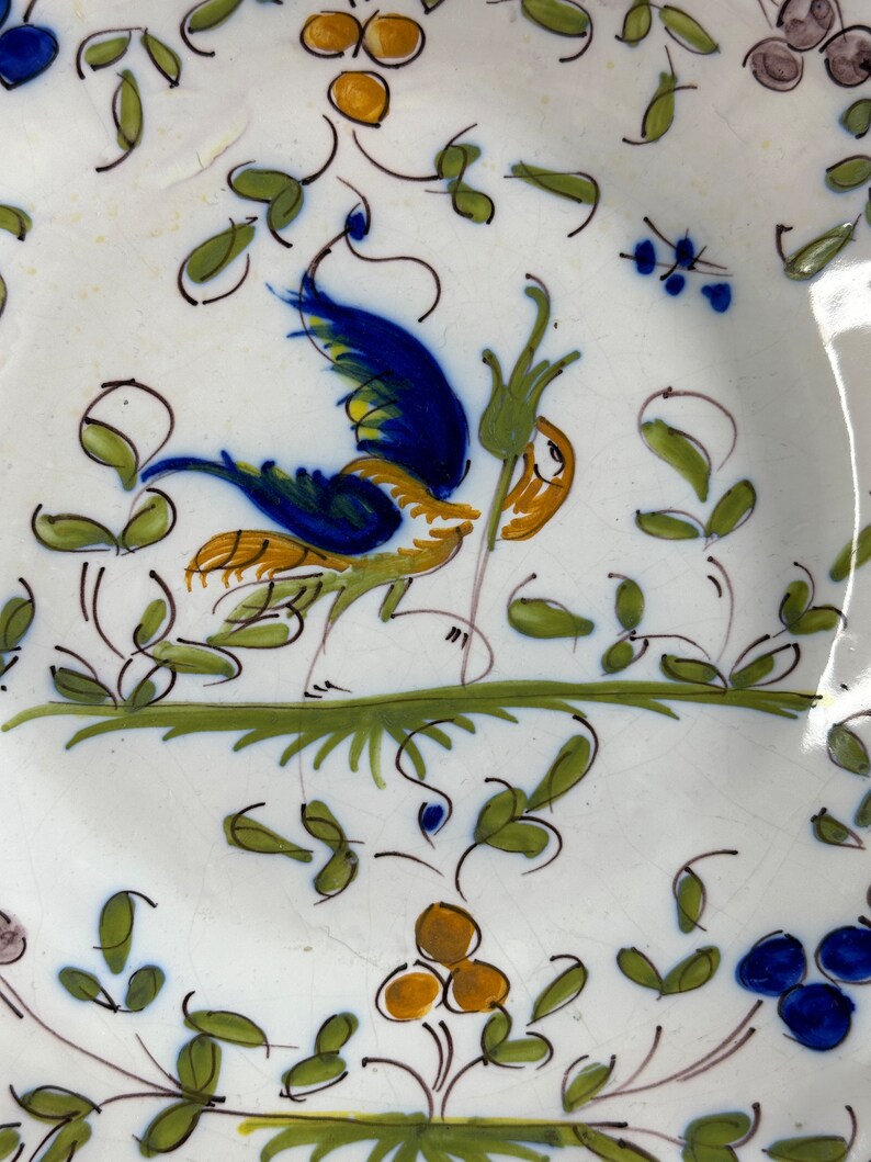 19th, Antique French Moustiers Plates With Birds - Etsy