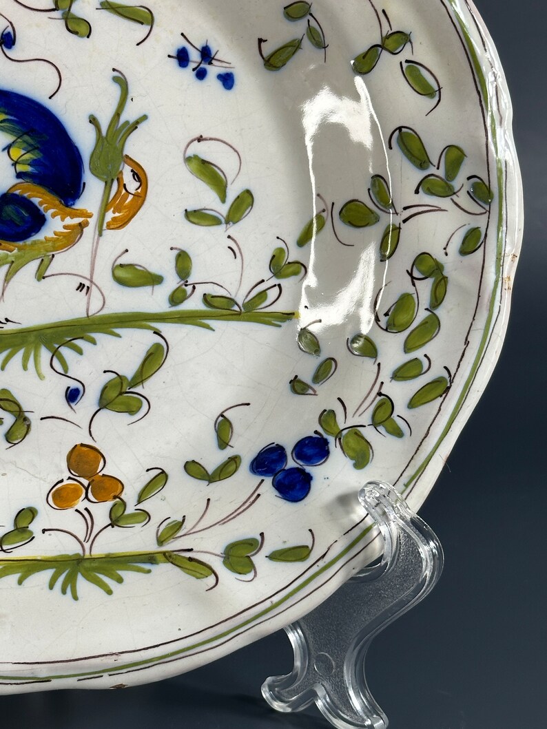 19th, Antique French Moustiers Plates With Birds - Etsy