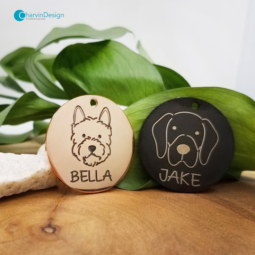 Dog Tag, Dog Face Character Tag, Personalized Dog Tag, Dog ID ...