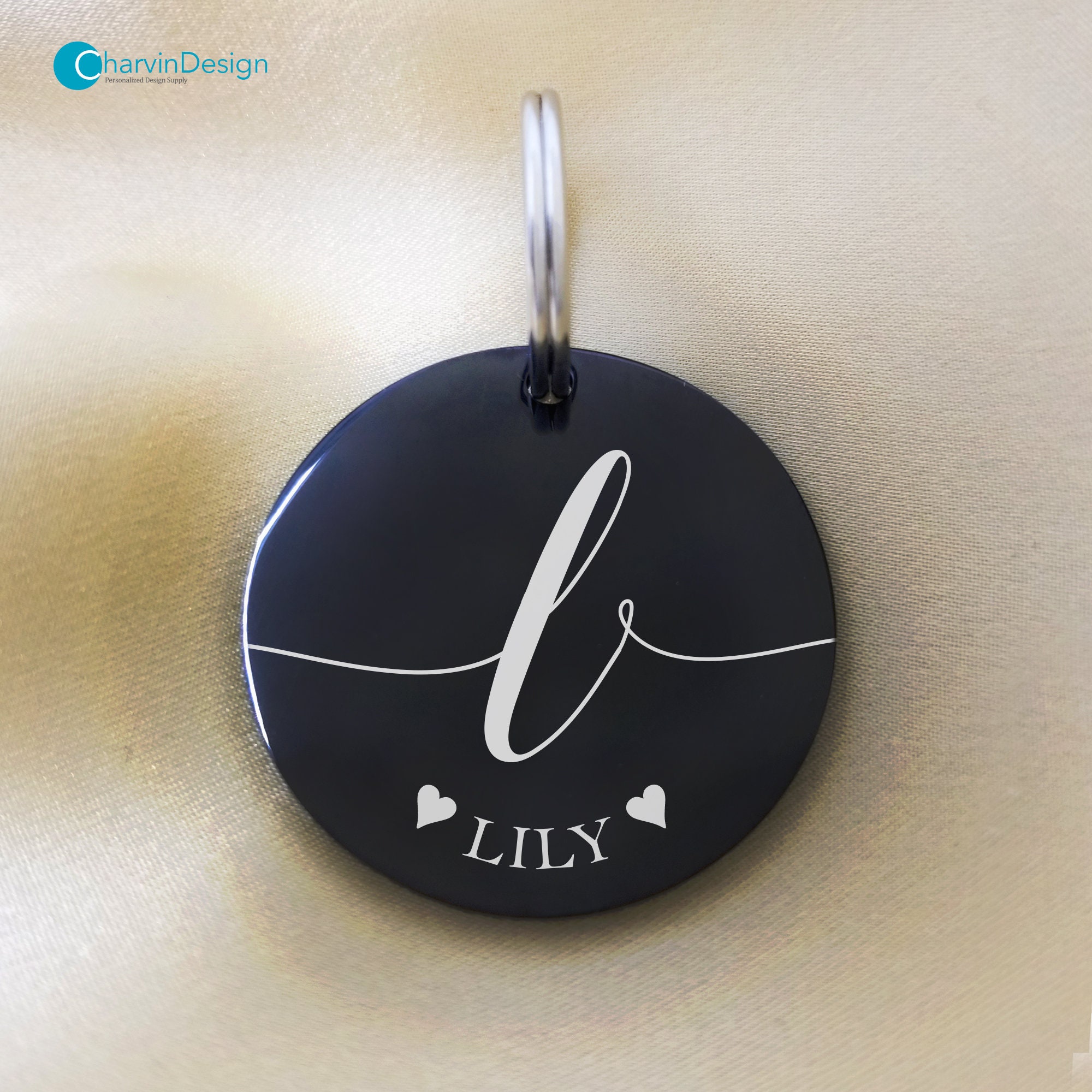 Pet Tag, Cat/dog Tag, Fancy Lettering Initial Tag, Personalized Pet Tag ...
