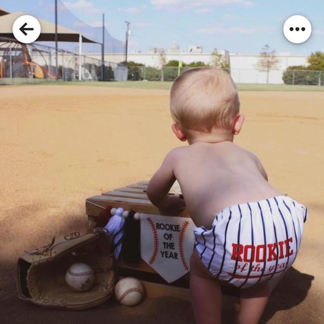 Baseball Pinstripe Diaper Cover: Rookie of the Year, First Birthday - Etsy