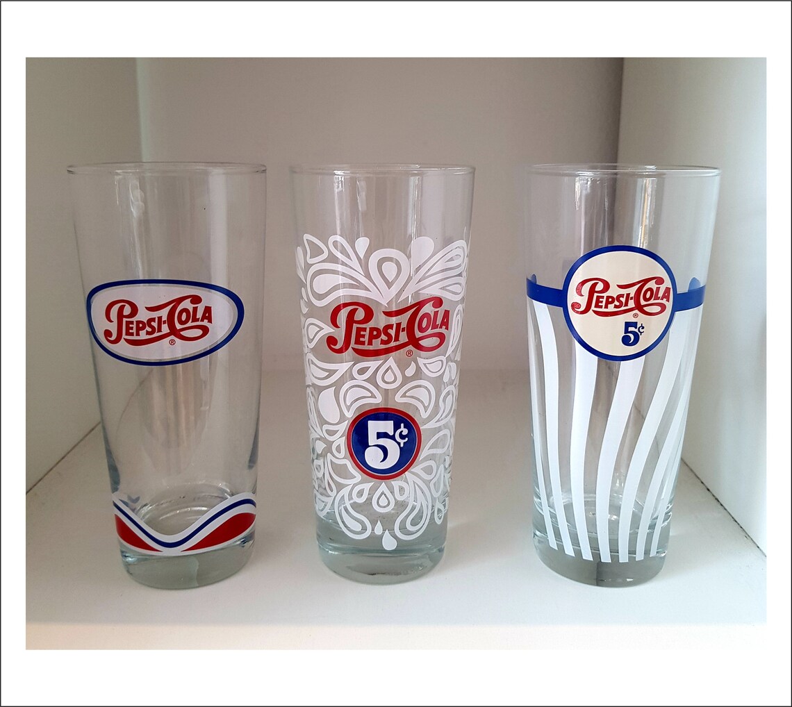 3 Pepsi Cola Glasses 3 x 0.3 Liters Retro New | Etsy