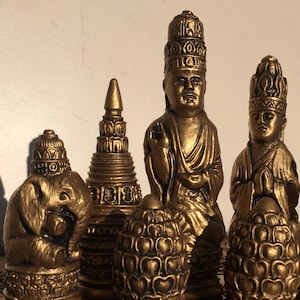 Buddhist Chess Set Antique Soft Gold and Warm Copper Effect Sri Lanka ...