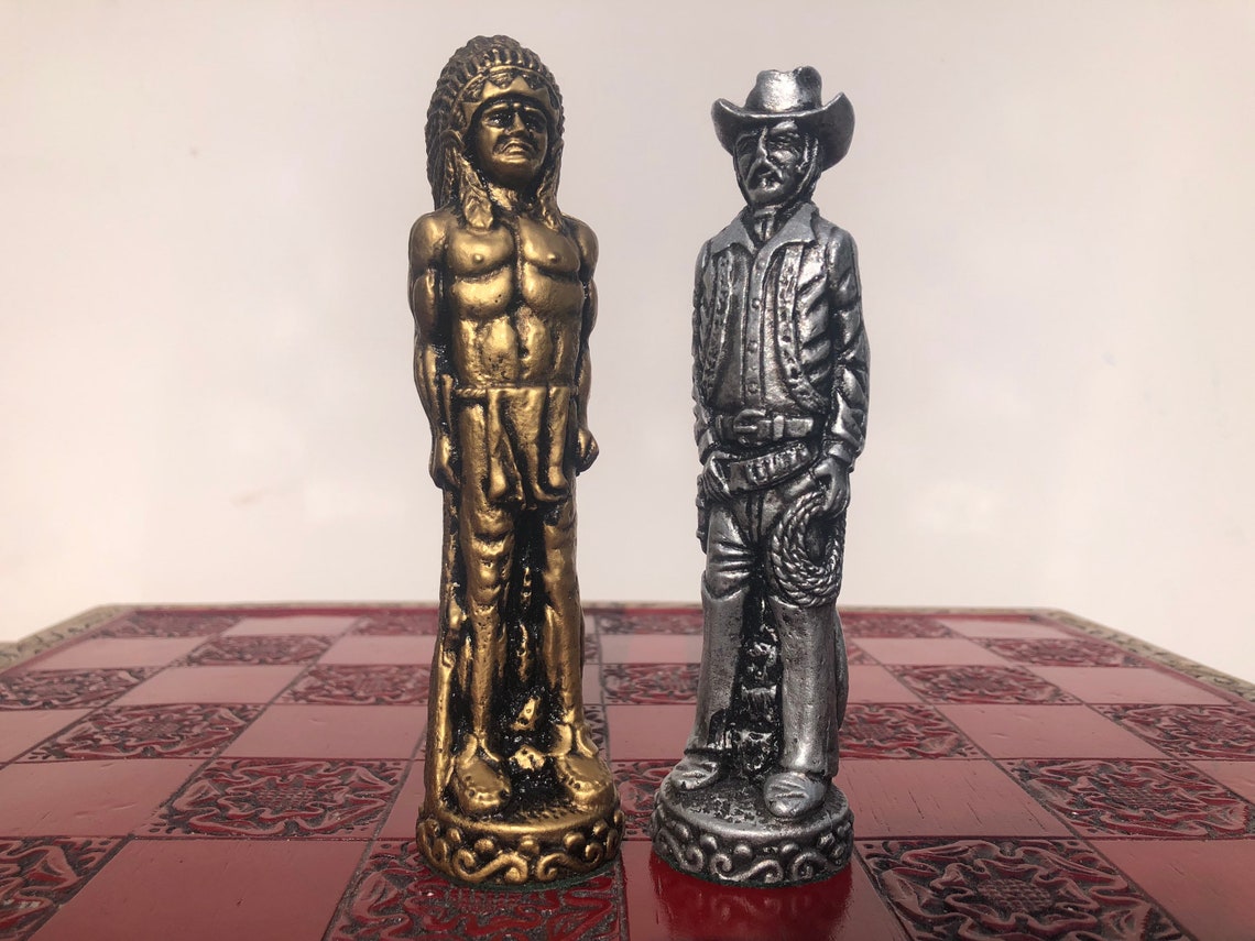 Wild West Chess Set - Large Detailed Western Themed Chess Set - Antique ...
