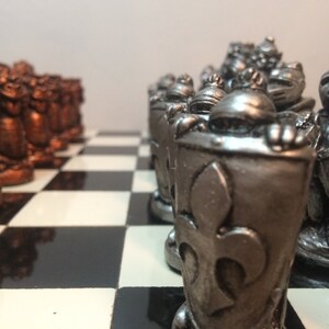 George & the Dragon Chess Set - Metallic Copper and Silver Effect ...