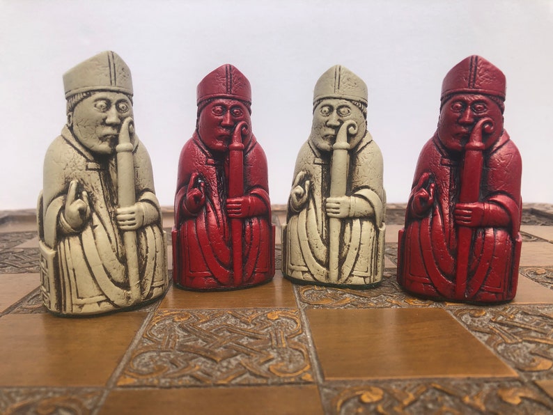 Chess Set - Lewis Chessmen - Isle of Lewis Chess Pieces - Aged Bone and ...