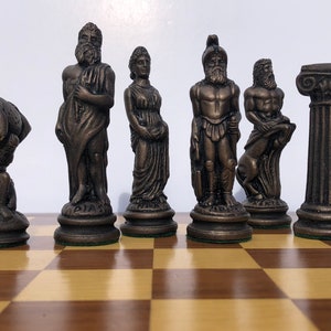 Greek Gods Chess Set - Handmade Ancient Greece Chess Set - Aged Bronze ...