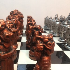 George & the Dragon Chess Set - Metallic Copper and Silver Effect ...