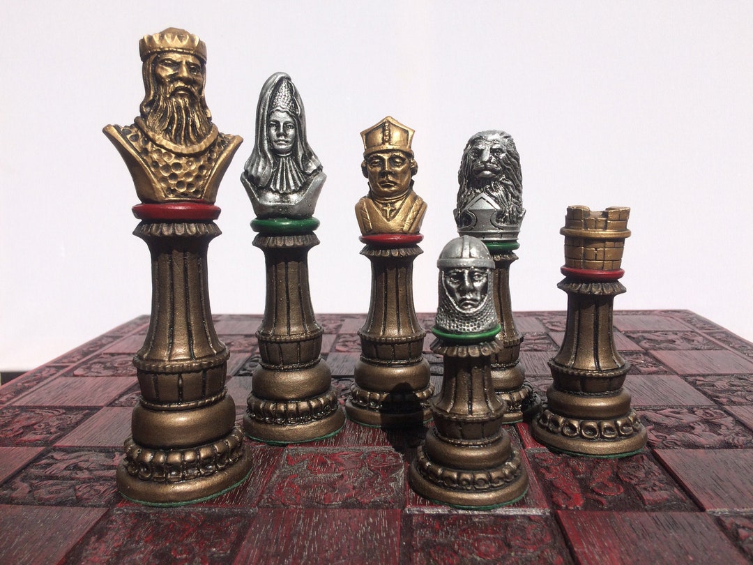 Large Chess Set - Richard the Lion Heart Chess Pieces - Antique ...