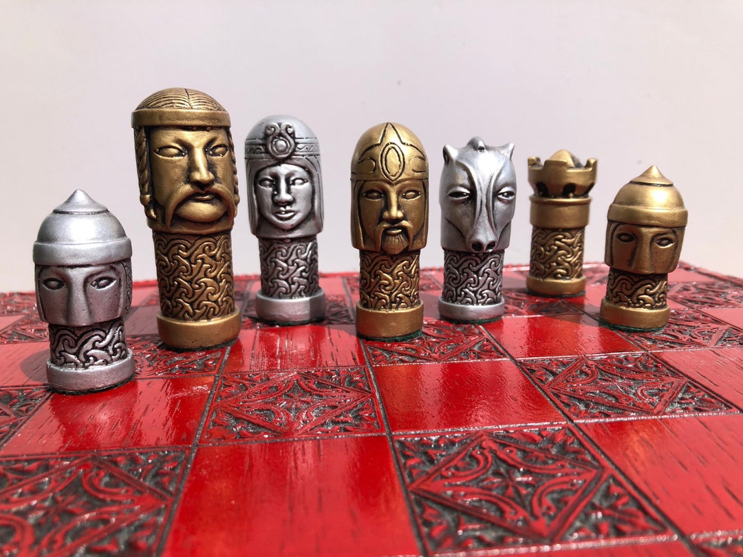 Celtic Chess Set - Handmade Irish Chess Set - Antique Gold and Silver ...