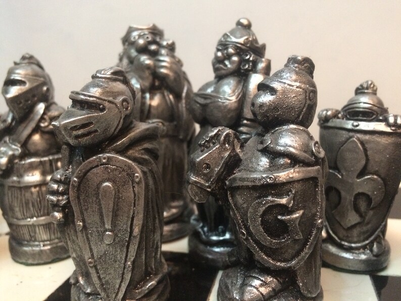 George & the Dragon Chess Set - Metallic Copper and Silver Effect ...