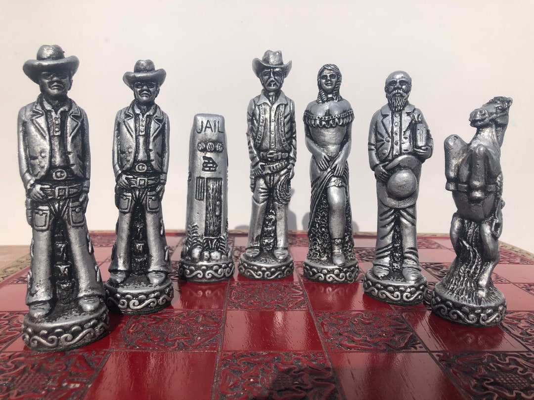Wild West Chess Set - Large Detailed Western Themed Chess Set - Antique ...