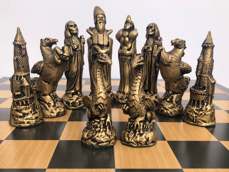 Dragons and Wizards Chess Set Fantasy Chess Set Chess - Etsy