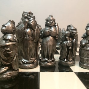 George & the Dragon Chess Set - Metallic Copper and Silver Effect ...