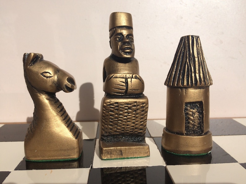African Chess Set - Stunning Tribal Chess Set - Handmade Replica Set ...