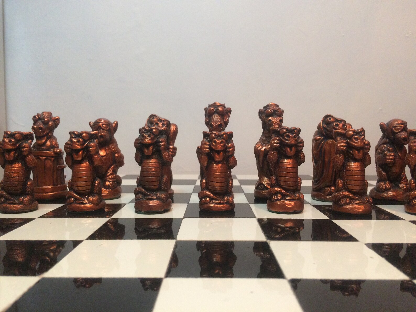 George & the Dragon Chess Set - Metallic Copper and Silver Effect ...