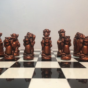 George & the Dragon Chess Set - Metallic Copper and Silver Effect ...