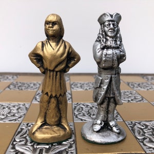 Peter Pan Chess Set Neverland Chess Set Aged Gold and Silver Metallic ...