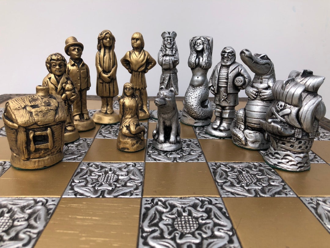 Peter Pan Chess Set - Neverland Chess Set - Aged Gold and Silver ...