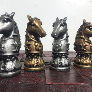 Baroque Themed Staunton Chess Set - Cold Cast Reconstructed Stone Chess ...