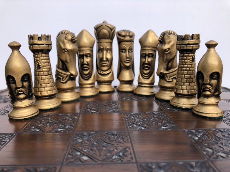 Chess Set - Gothic Heads Chess Pieces - Made to Order - Medieval Theme ...