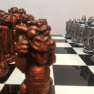George & the Dragon Chess Set - Metallic Copper and Silver Effect ...