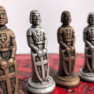 Chess Set - Medieval Themed Chess Set - Chess Set in Bronze and Silver ...