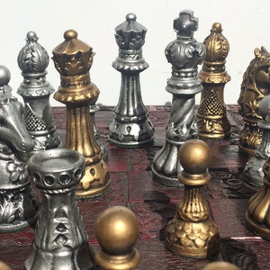 Baroque Themed Staunton Chess Set - Cold Cast Reconstructed Stone Chess ...